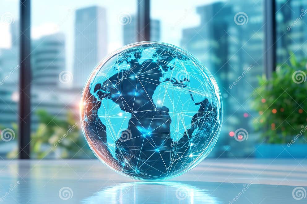 A Glowing 3D Globe with Interconnected Lines and Nodes, Symbolizing ...