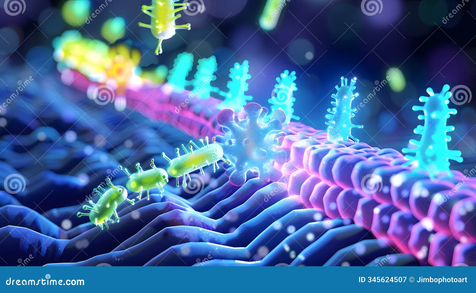 Glowing 3D Illustration of Enzyme-substrate Stock Illustration ...