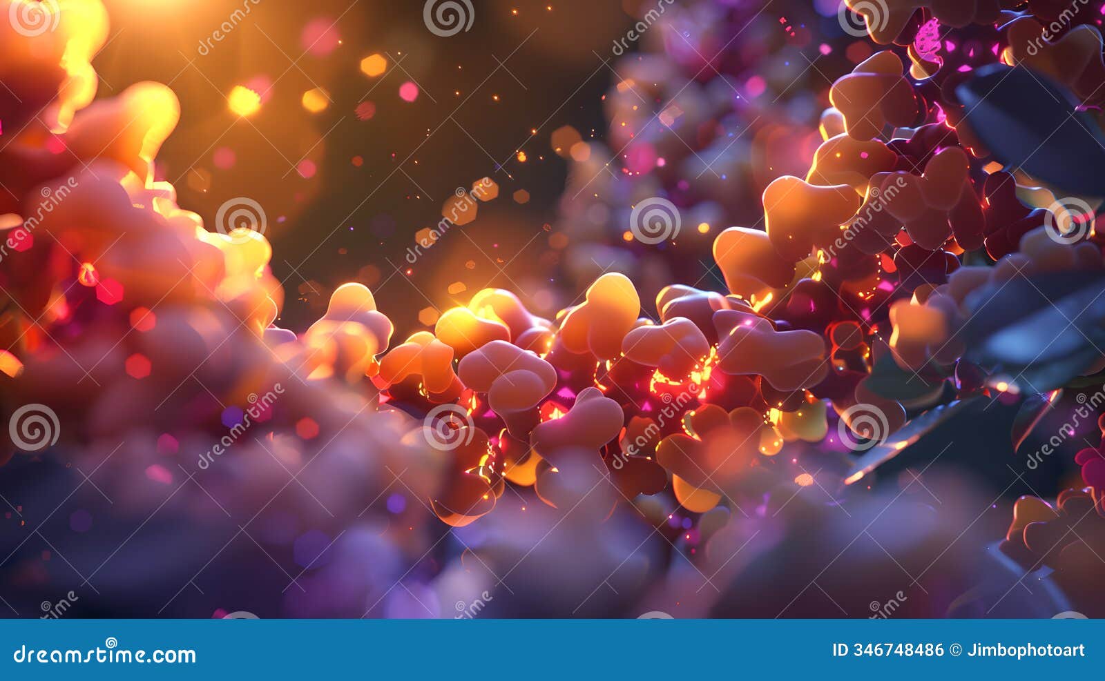 Glowing 3D Illustration of Enzyme-substrate Stock Illustration ...