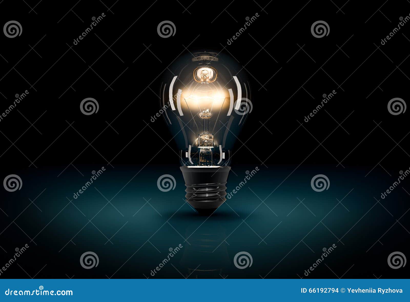 Glowing 3D Light Bulb on Dark Blue Background Stock Photo - Image of ...