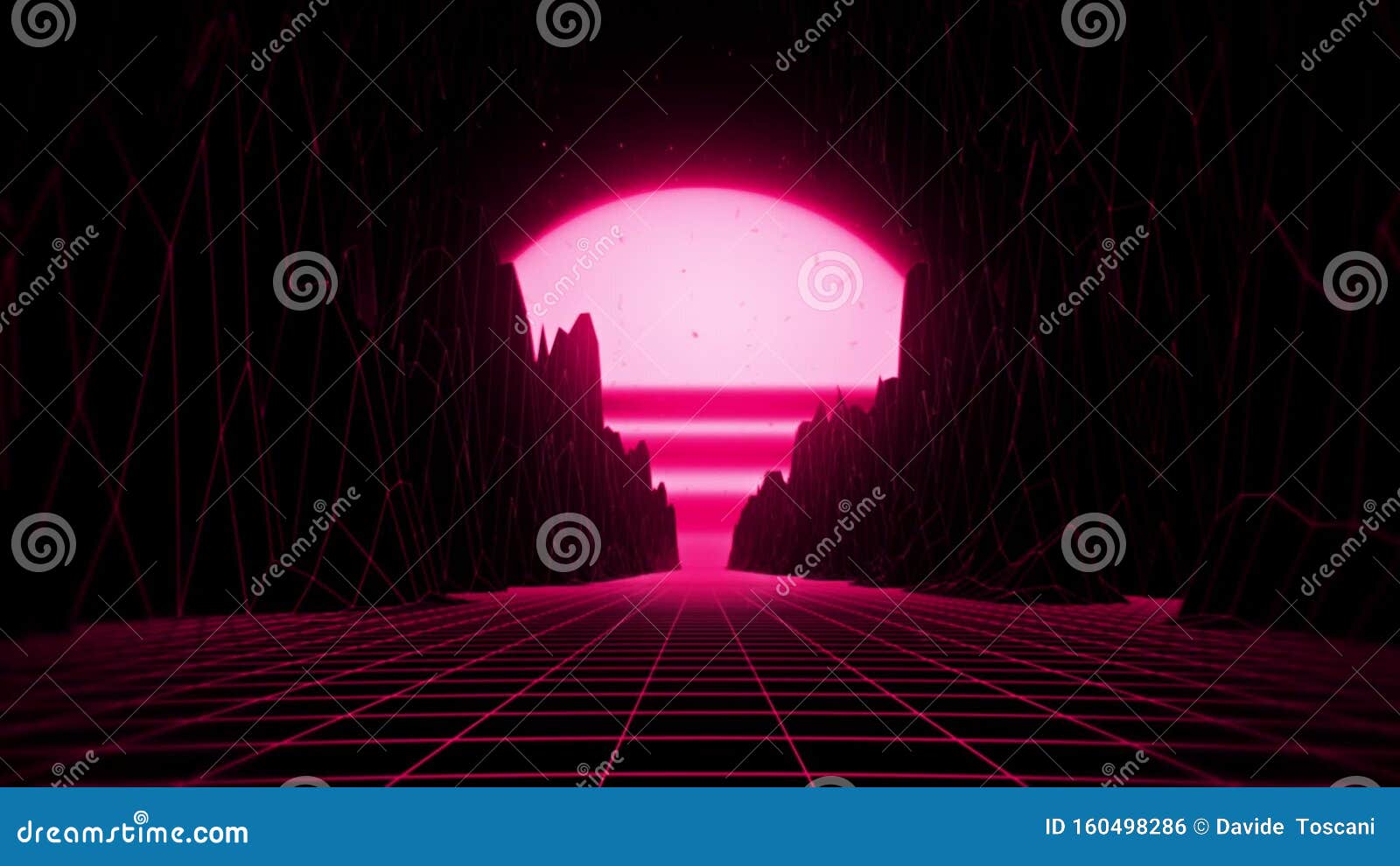 3D Reddish Pink Neon Retro Synthwave VJ Loop Motion Background Stock ...