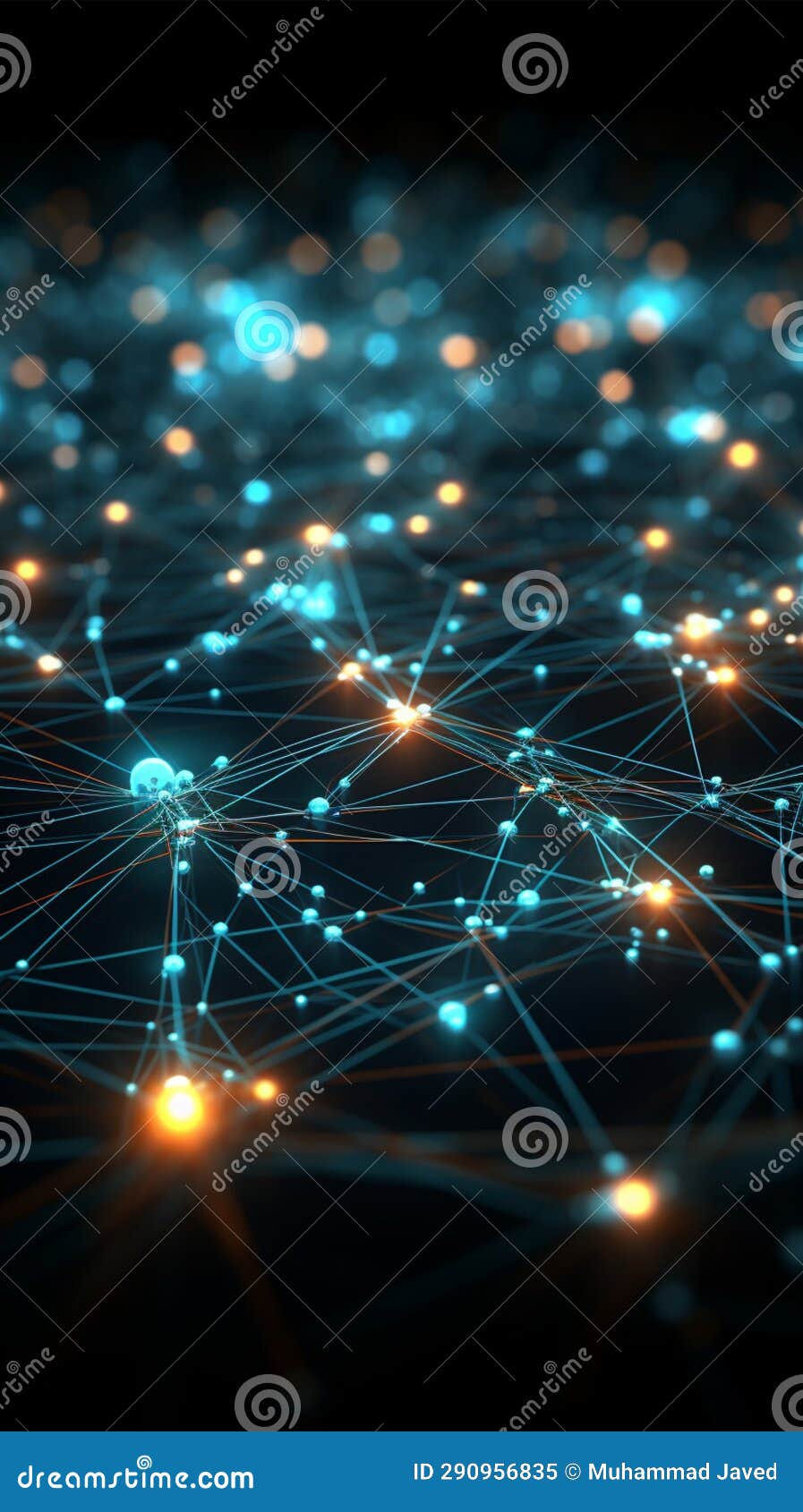 Glowing 3D Tech Network Background Stock Illustration - Illustration of ...