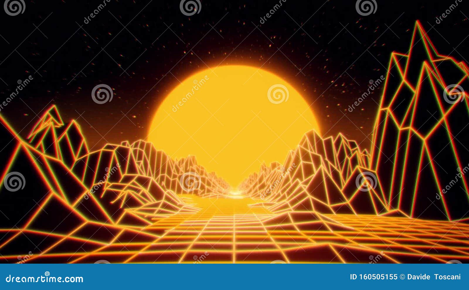3D Yellow Neon Retro Synthwave VJ Loop Motion Background Stock Video ...