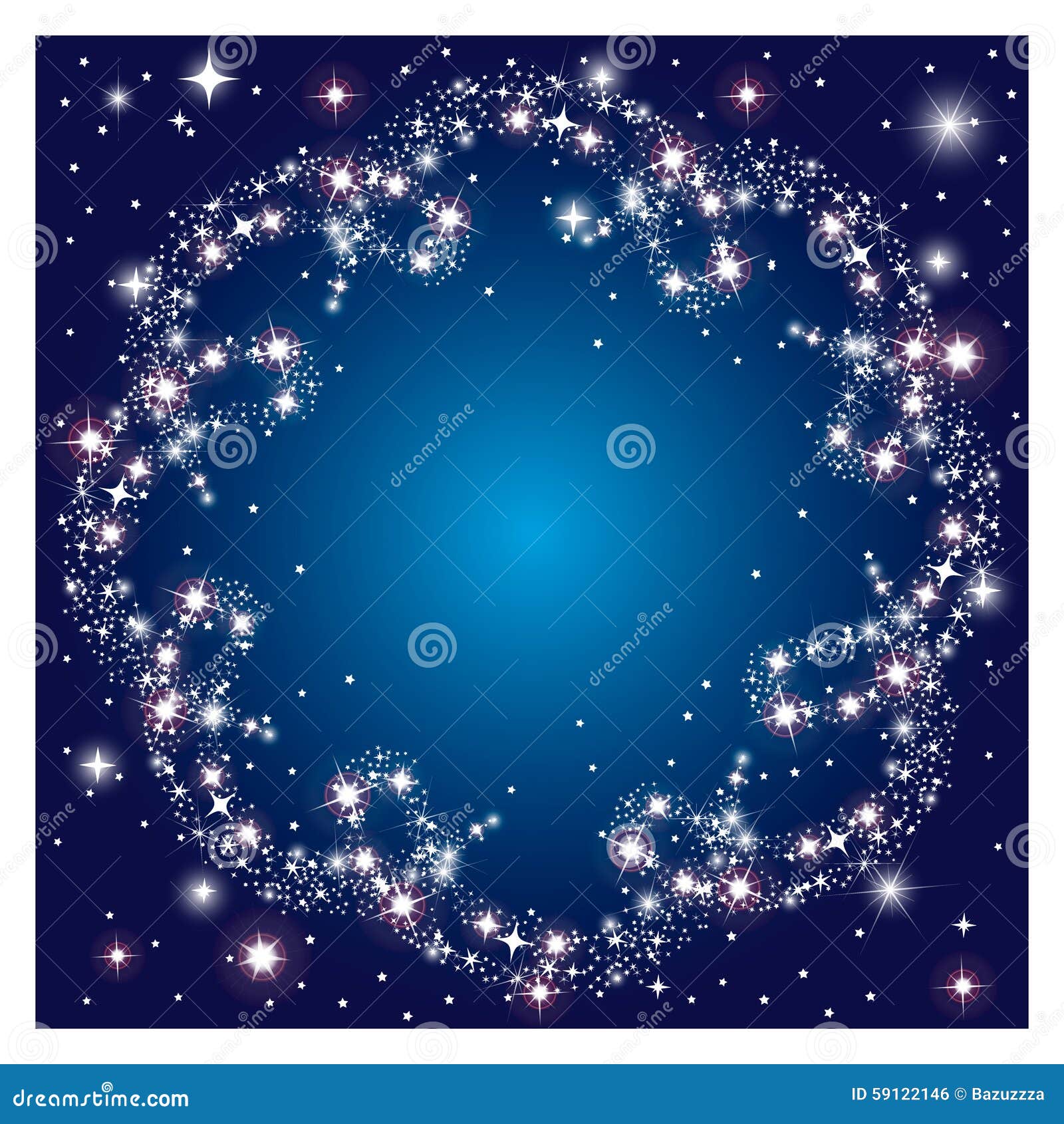 Glowing Dark Background with Round Frame Sparkle Stars Stock Vector ...