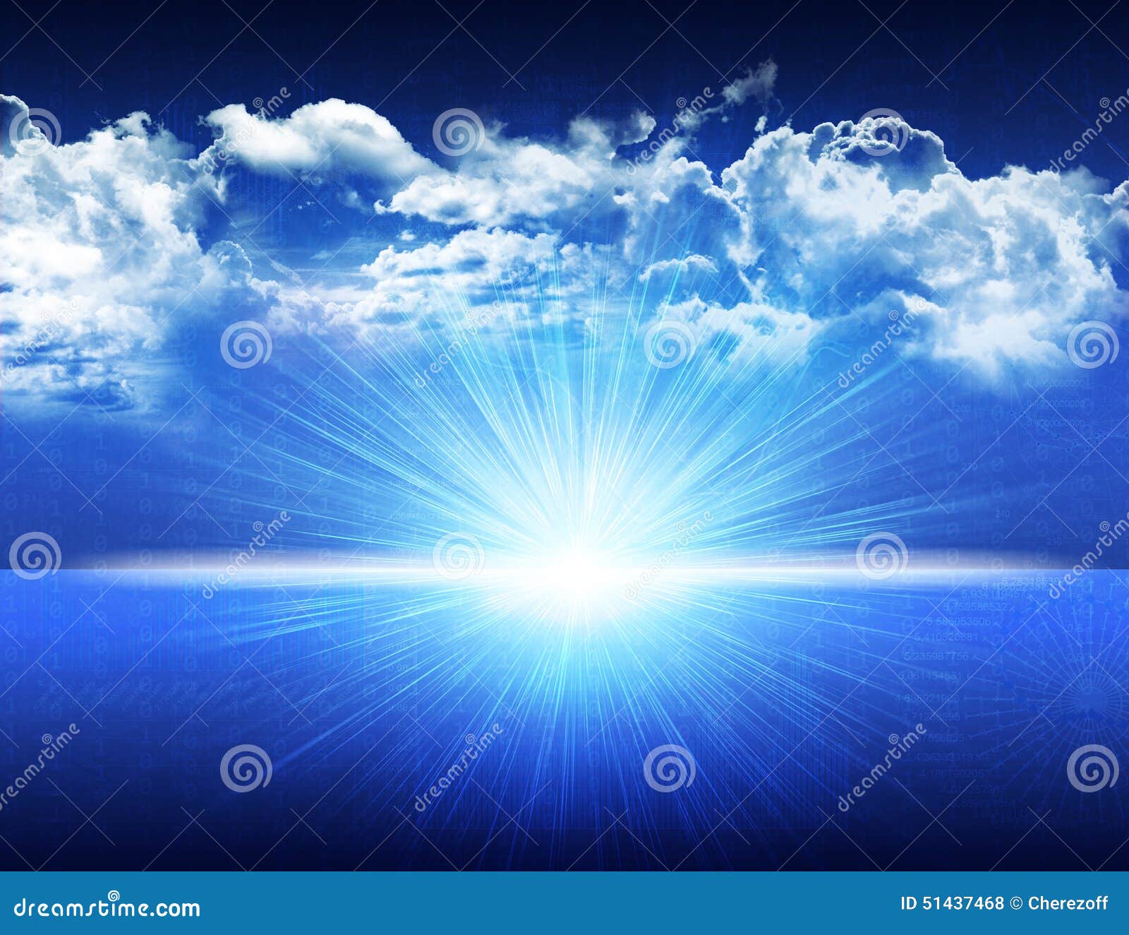 Glowing Dark Blue Gradient Sky with Clouds Stock Illustration ...
