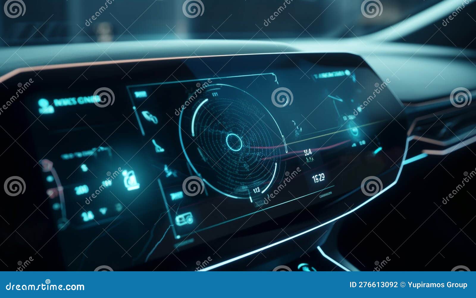 Glowing Dashboard Controls Illuminate the Modern Car Generated by AI ...