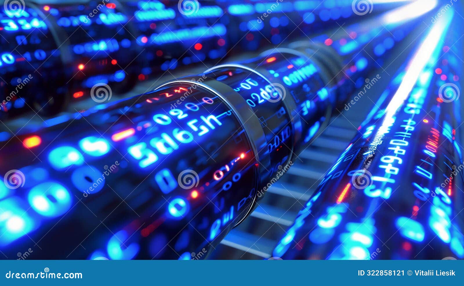 Glowing Data Cables on an Abstract Background, Conveying Information ...