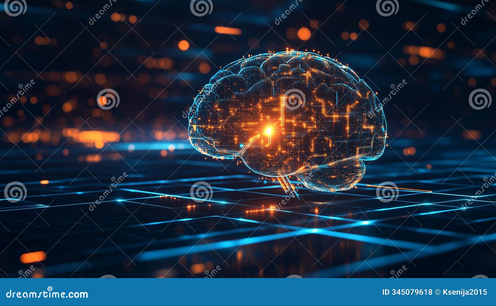 Glowing Digital Brain with Interconnected Circuits, Symbolizing Artificial Intelligence ...