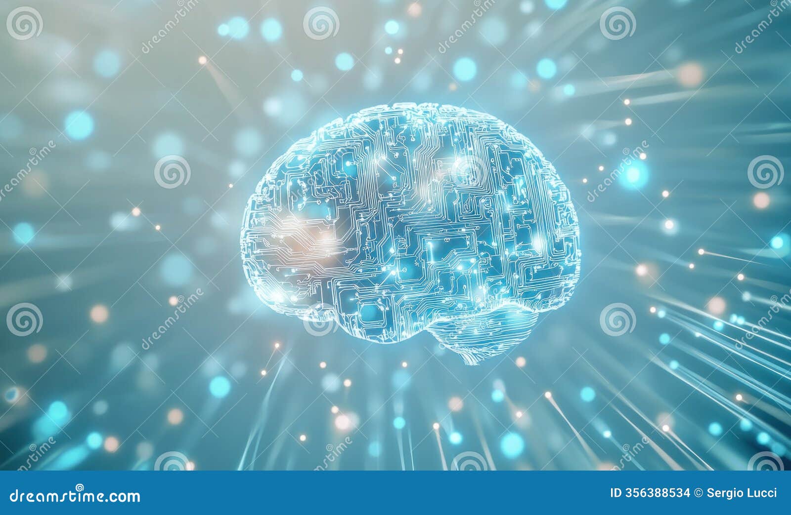 A Glowing Digital Brain with Network Connections, Representing Artificial Intelligence, Data ...