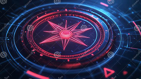 Glowing Digital Compass Navigating a Complex Data Landscape, Futuristic ... Glowing Digital Compass Navigating a Complex Data Landscape, Futuristic ...