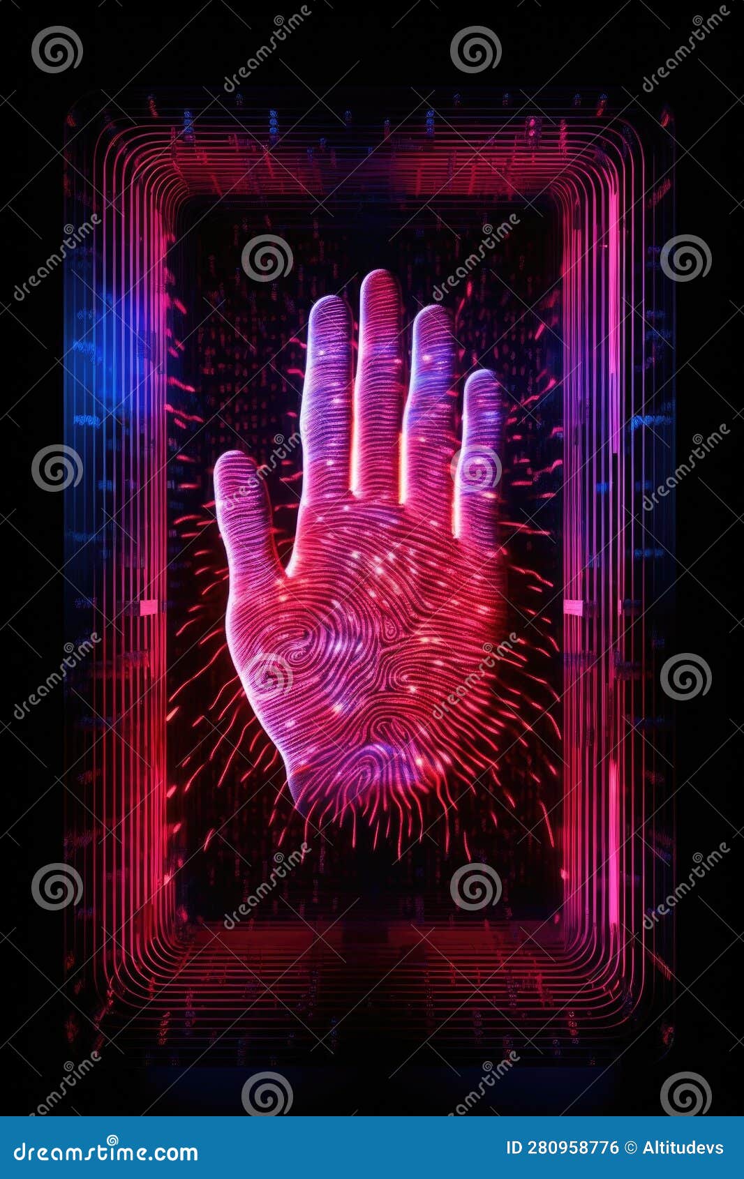 Glowing Digital Fingerprint on a Screen Stock Illustration ...