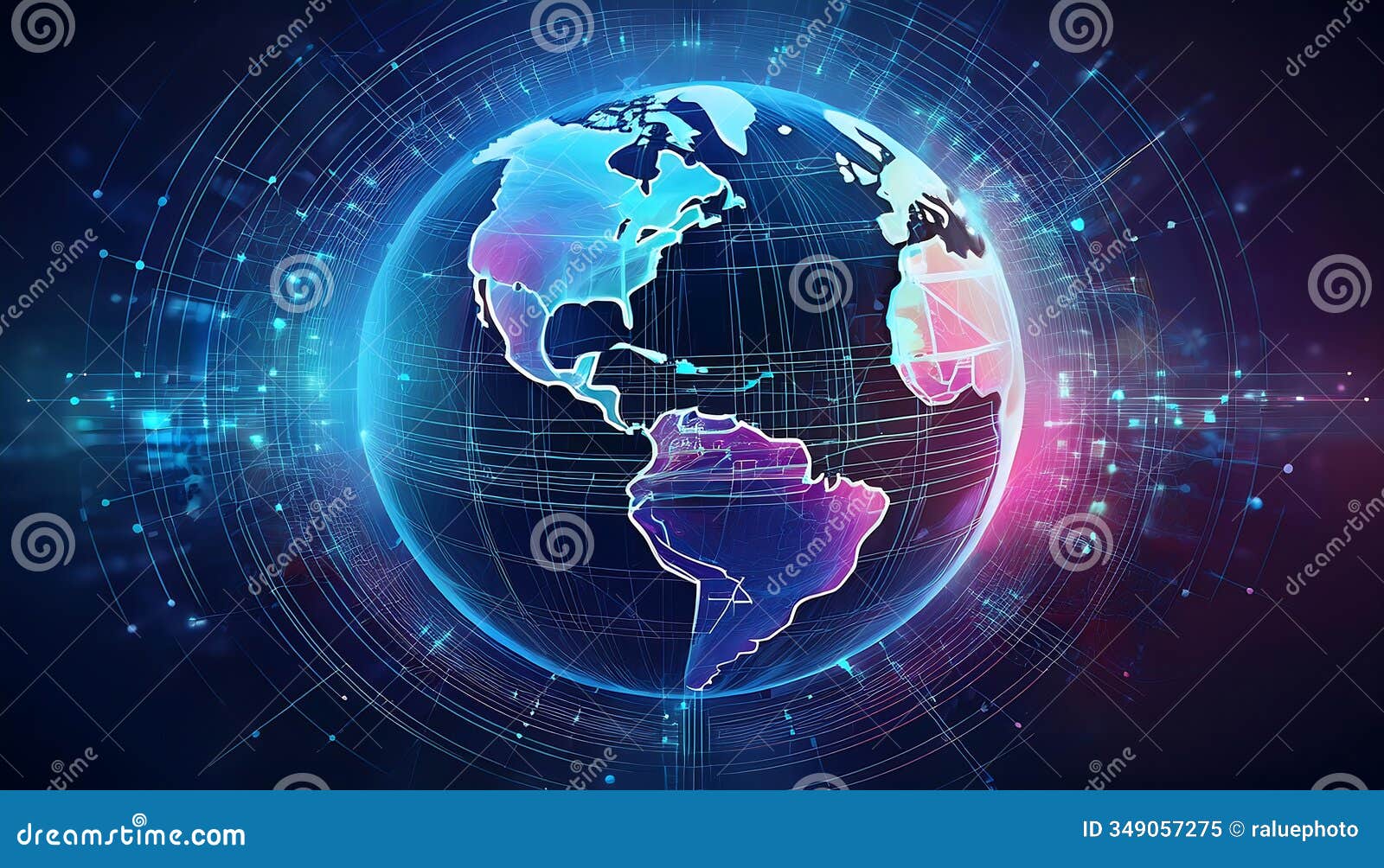 Glowing Digital Globe with Network Grid, Visualizing Global ... Glowing Digital Globe with Network Grid, Visualizing Global ...
