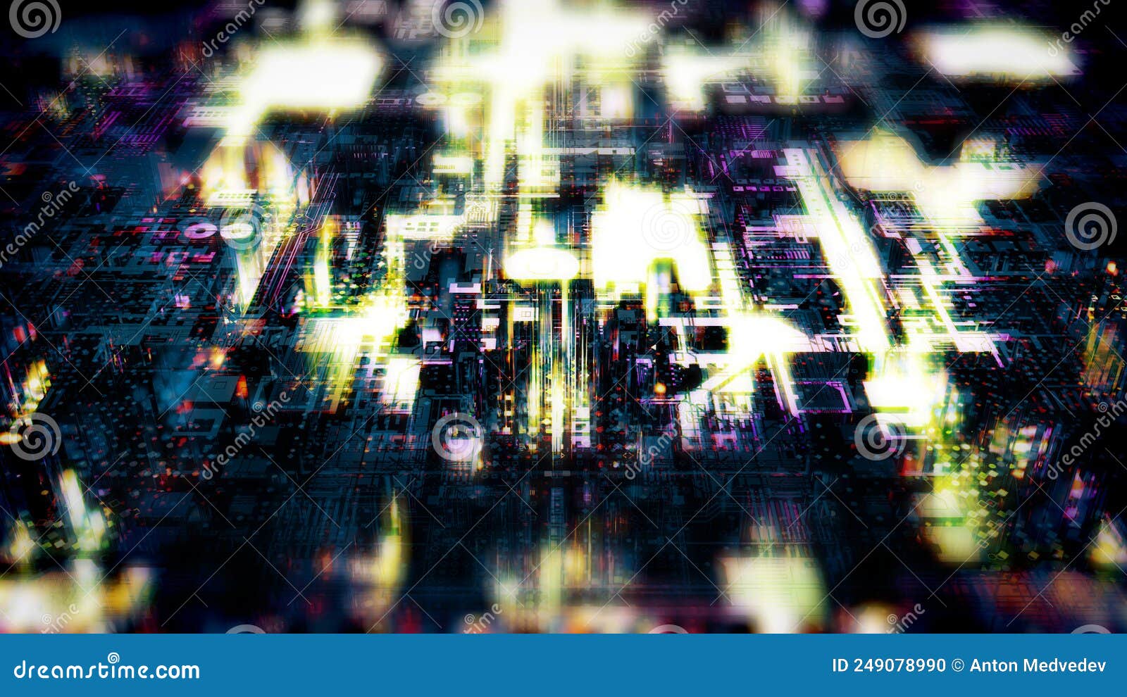 Glowing Digital High Tech Cyber Punk Computer Background - Abstract 3D ...