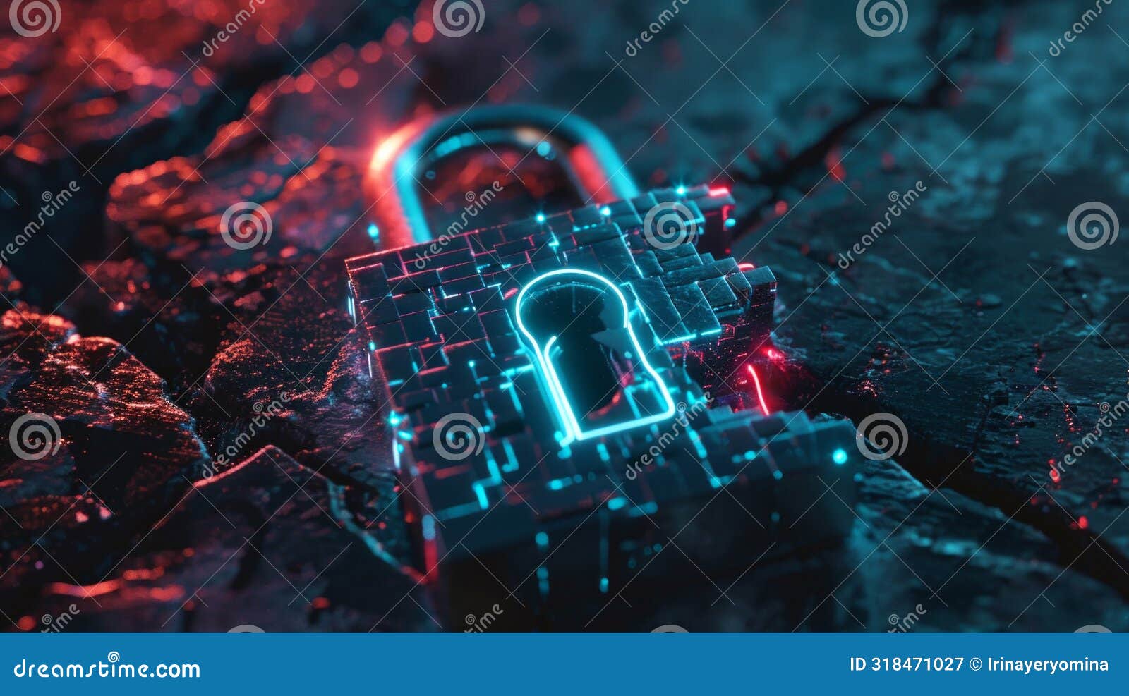 Glowing Digital Lock on Cybersecurity Background Stock Image - Image of ...