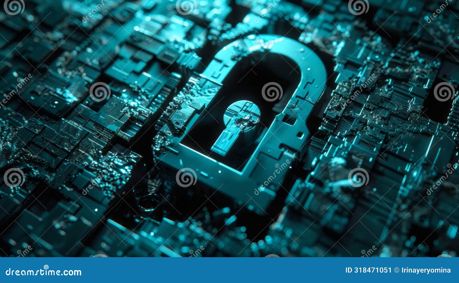 Glowing Digital Lock on Cybersecurity Background Stock Image - Image of ...
