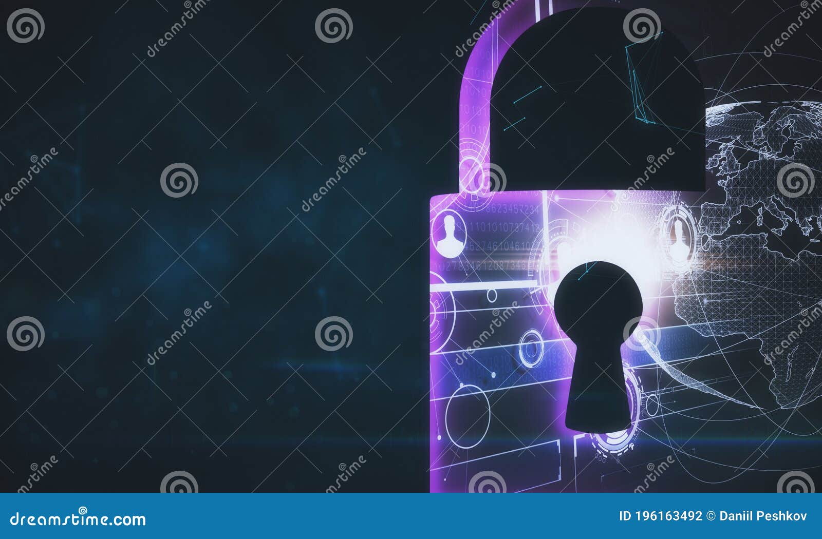 Glowing digital lock stock illustration. Illustration of crime - 196163492