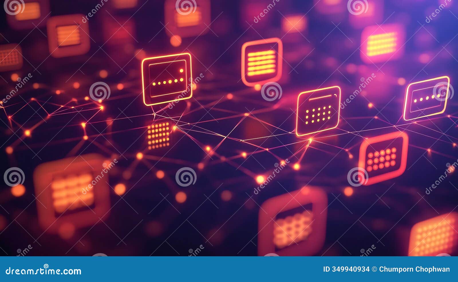 Glowing Digital Matrix with Binary Coded Chat Icons Data Visualization ... Glowing Digital Matrix with Binary Coded Chat Icons Data Visualization ...
