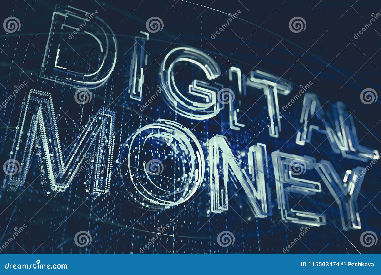 Glowing Digital Money Background Stock Illustration - Illustration of ...