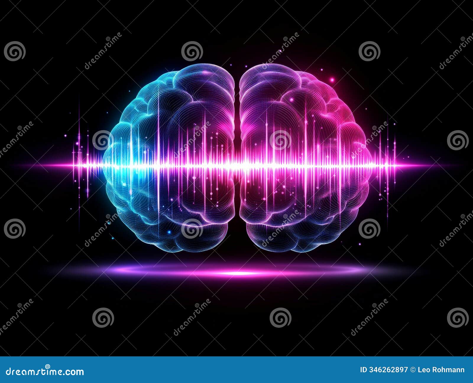 Human Ear With Soundwave And Marked Auditory Cortex, Medically 3D ...