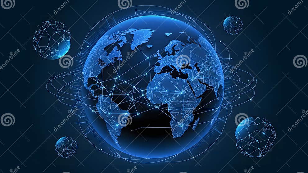 Digital World Connection with Glowing Earth and Data Visuals Stock ...
