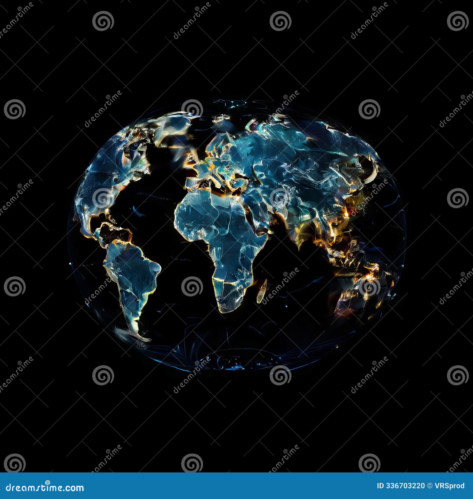Glowing Digital World Map Illustration on a Dark Background Stock ...