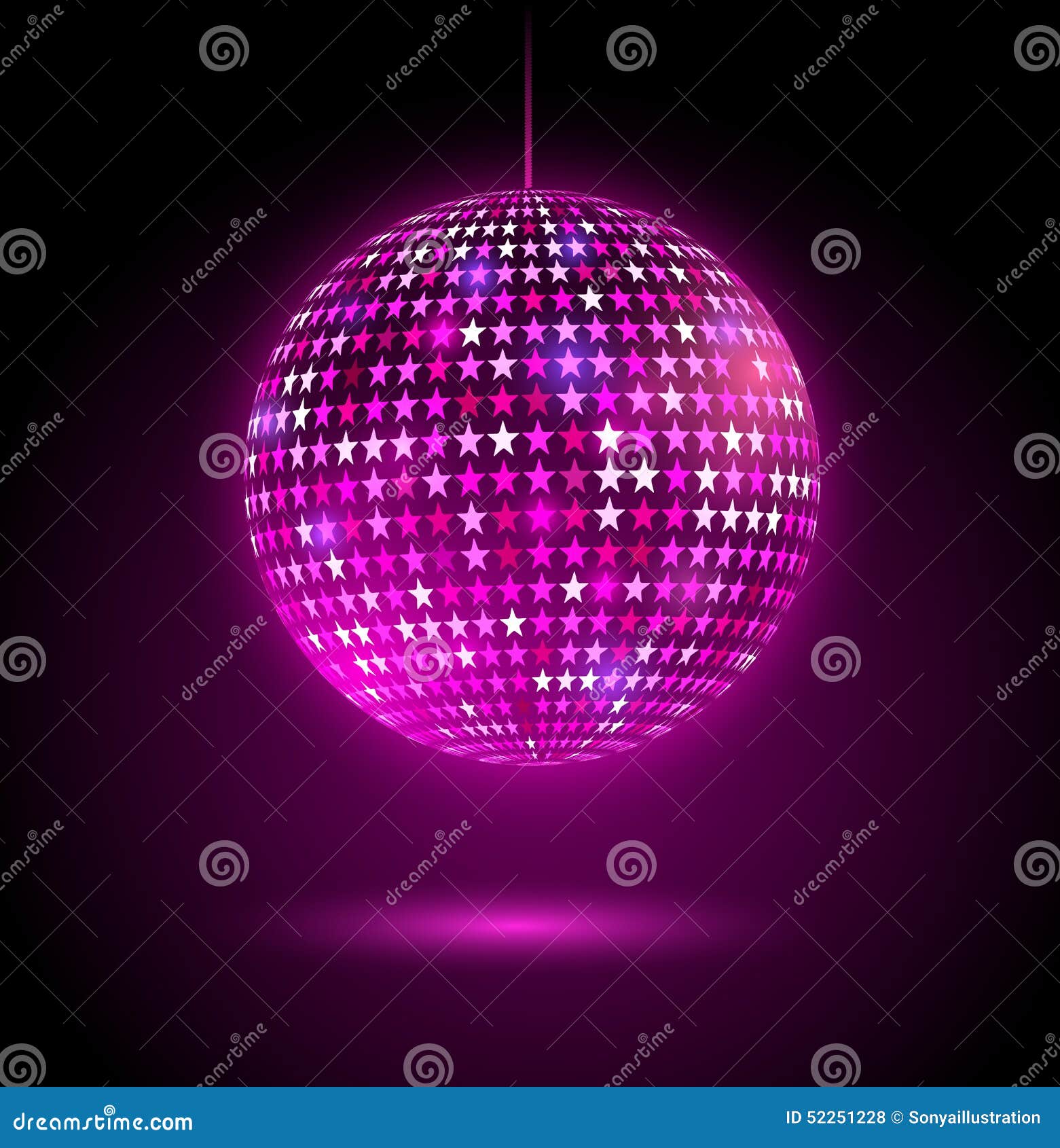 Glowing Disco Ball with Stars Stock Vector - Illustration of circle ...
