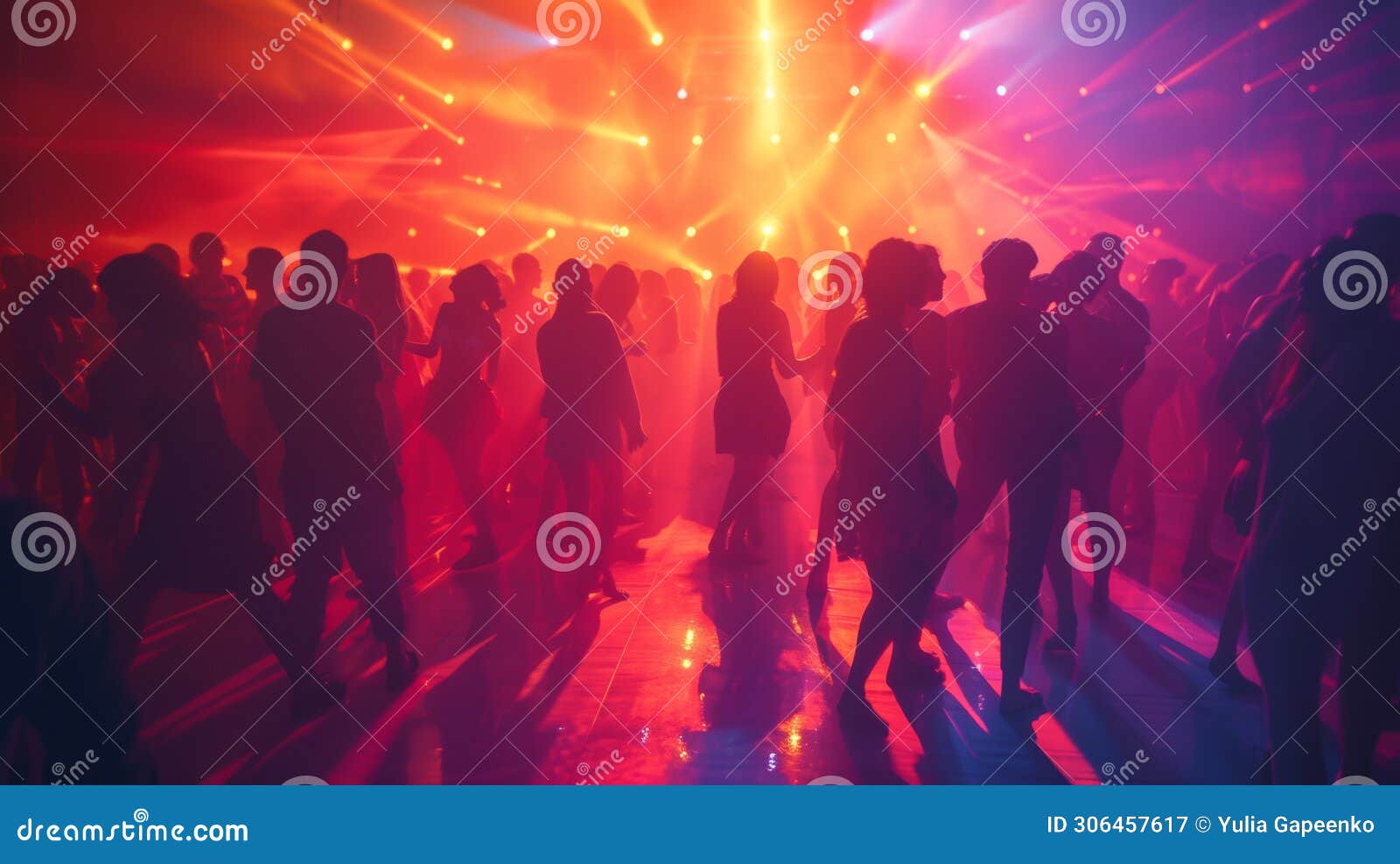 Glowing Disco Lights Illuminating a Crowded Dance Floor with ...