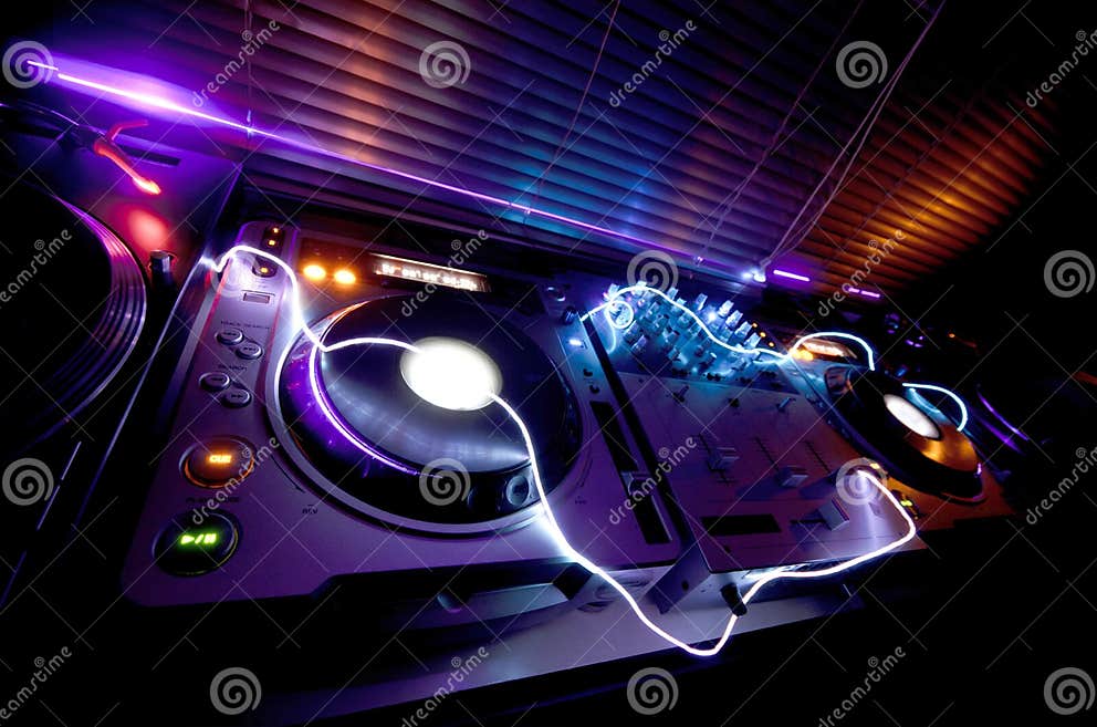 Glowing DJ Equipment stock photo. Image of music, mixer - 22268310