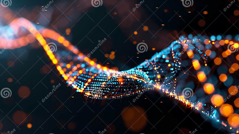 Glowing DNA Double Helix with Binary Code Illustrating Biometric Data ...