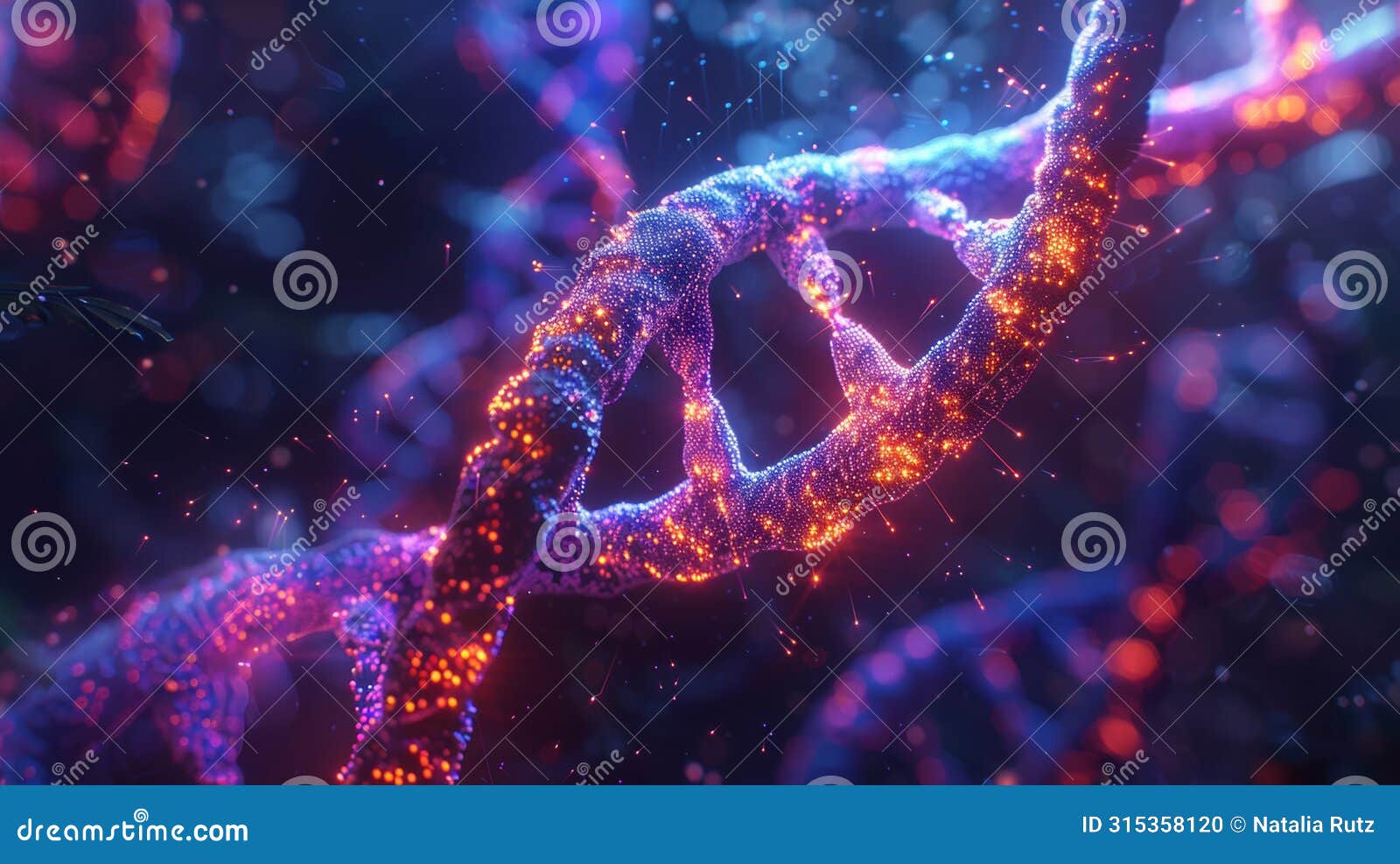 A Glowing DNA Double Helix, Symbolizing the Intersection of Technology ...
