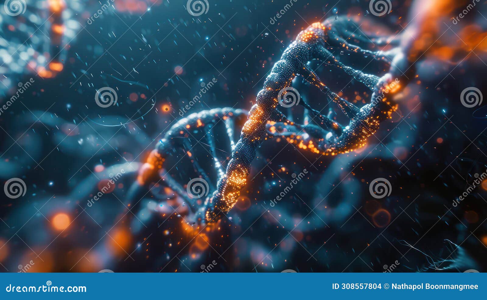 Glowing DNA Helix in a Dynamic Environment Stock Illustration ...