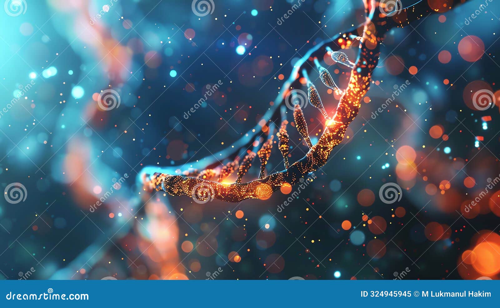 Glowing DNA Strand with Genetic Code on Abstract Background. Concept of ...