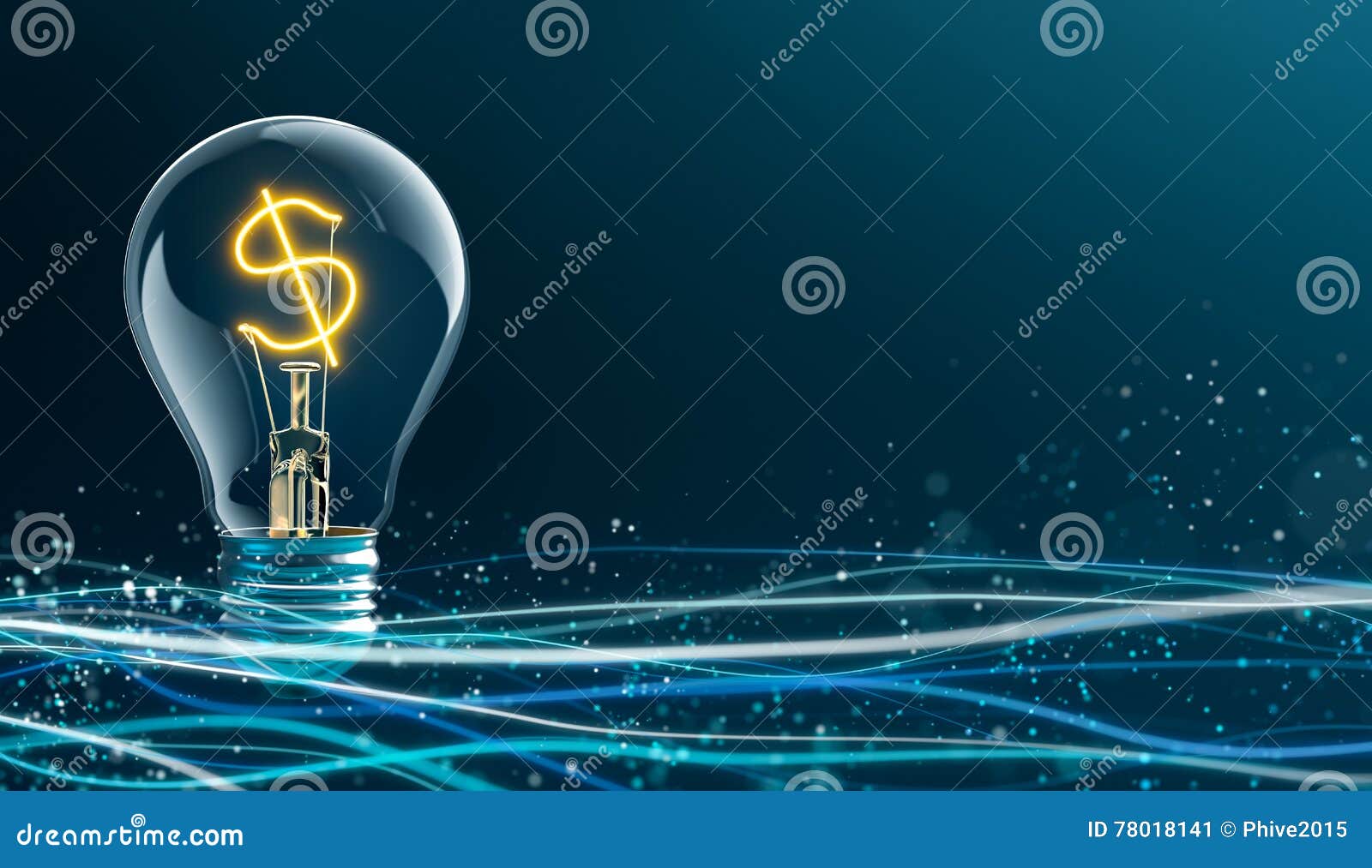 Glowing Dollar Sign in Light Bulb Stock Illustration - Illustration of ...