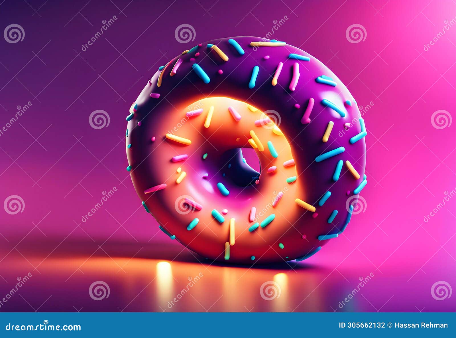 Glowing Donut 4k Wallpaper stock illustration. Illustration of ...
