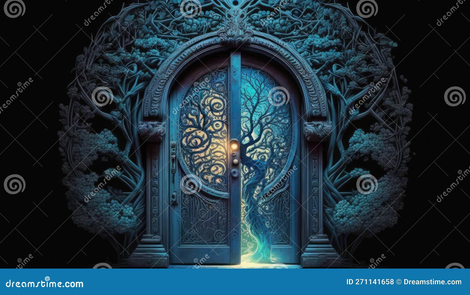 The Glowing Door of Magic. Generative AI Stock Photo - Image of ...