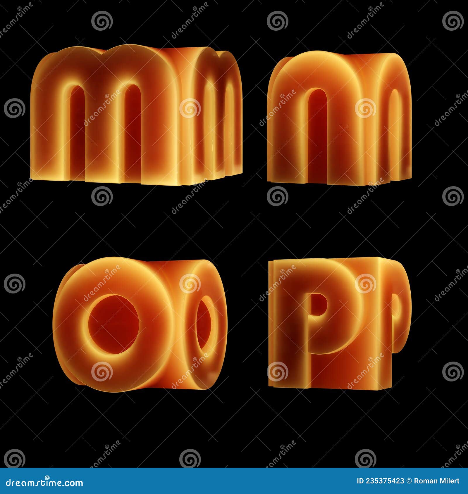 Glowing Double-font Alphabet - Letters M-P Stock Illustration ...
