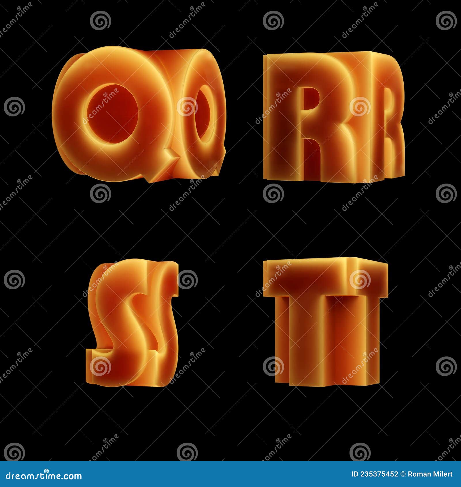 Glowing Double-font Alphabet - Letters O-T Stock Illustration ...