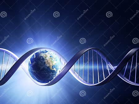 Glowing earth DNA strand stock illustration. Illustration of origin ...