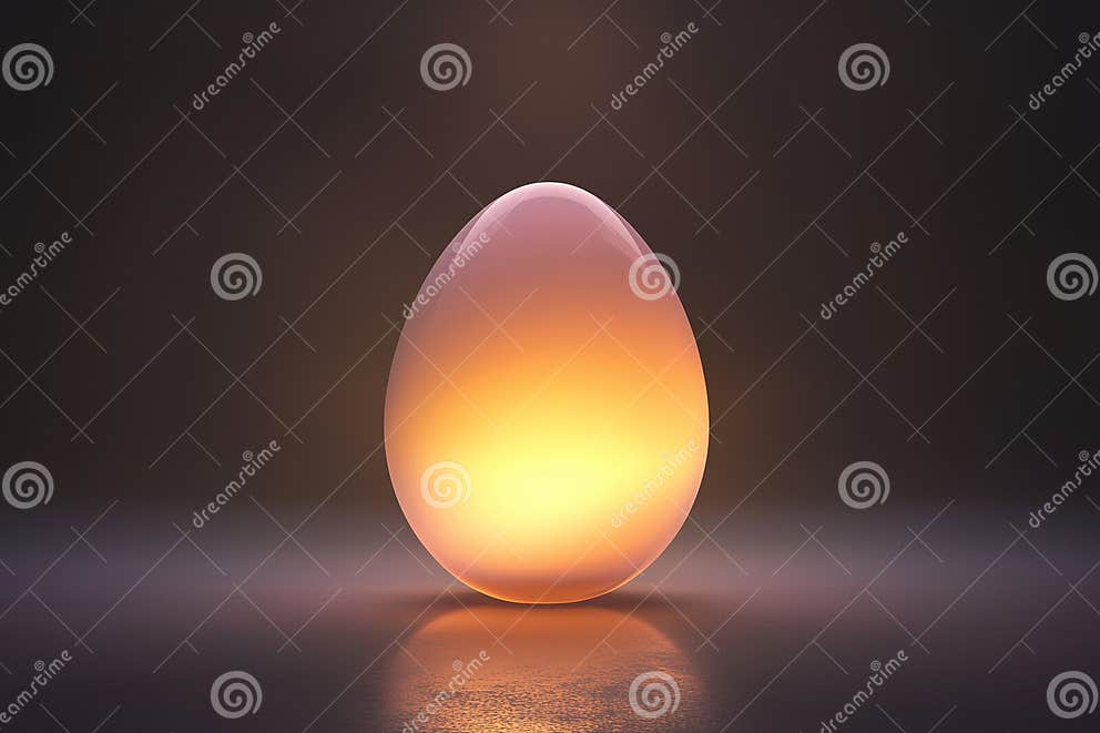 Glowing Easter Egg Translucent Shell Inner Light Close-up on Black ...