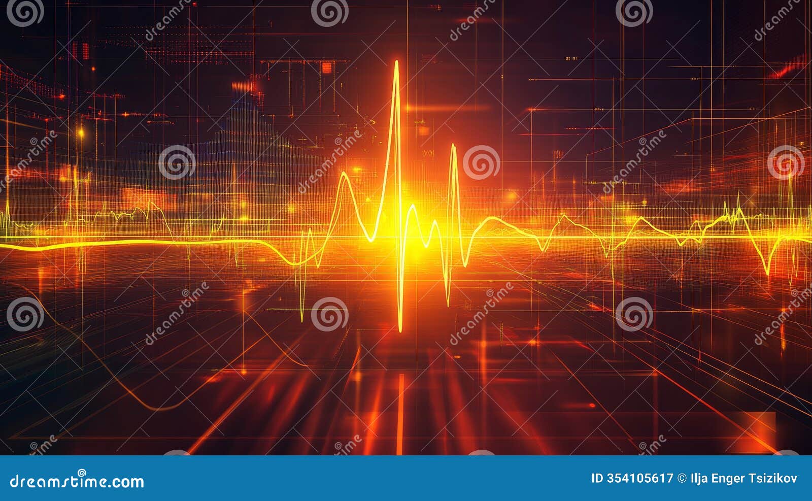 Glowing ECG Heartbeat Line on Dark Gradient Digital Background, Medical ...