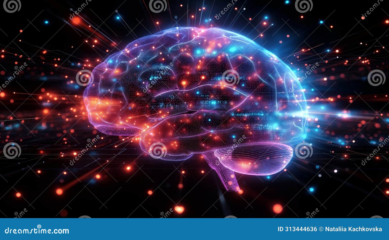 Glowing Electric Scheme in Brain Stock Illustration - Illustration of ...