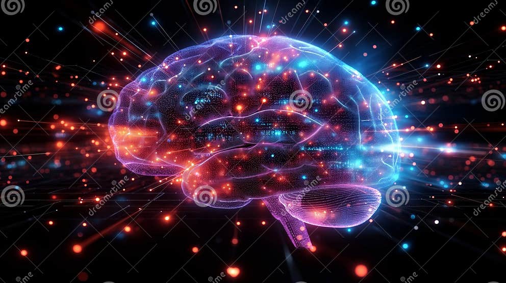 Glowing Electric Scheme in Brain Stock Illustration - Illustration of ...