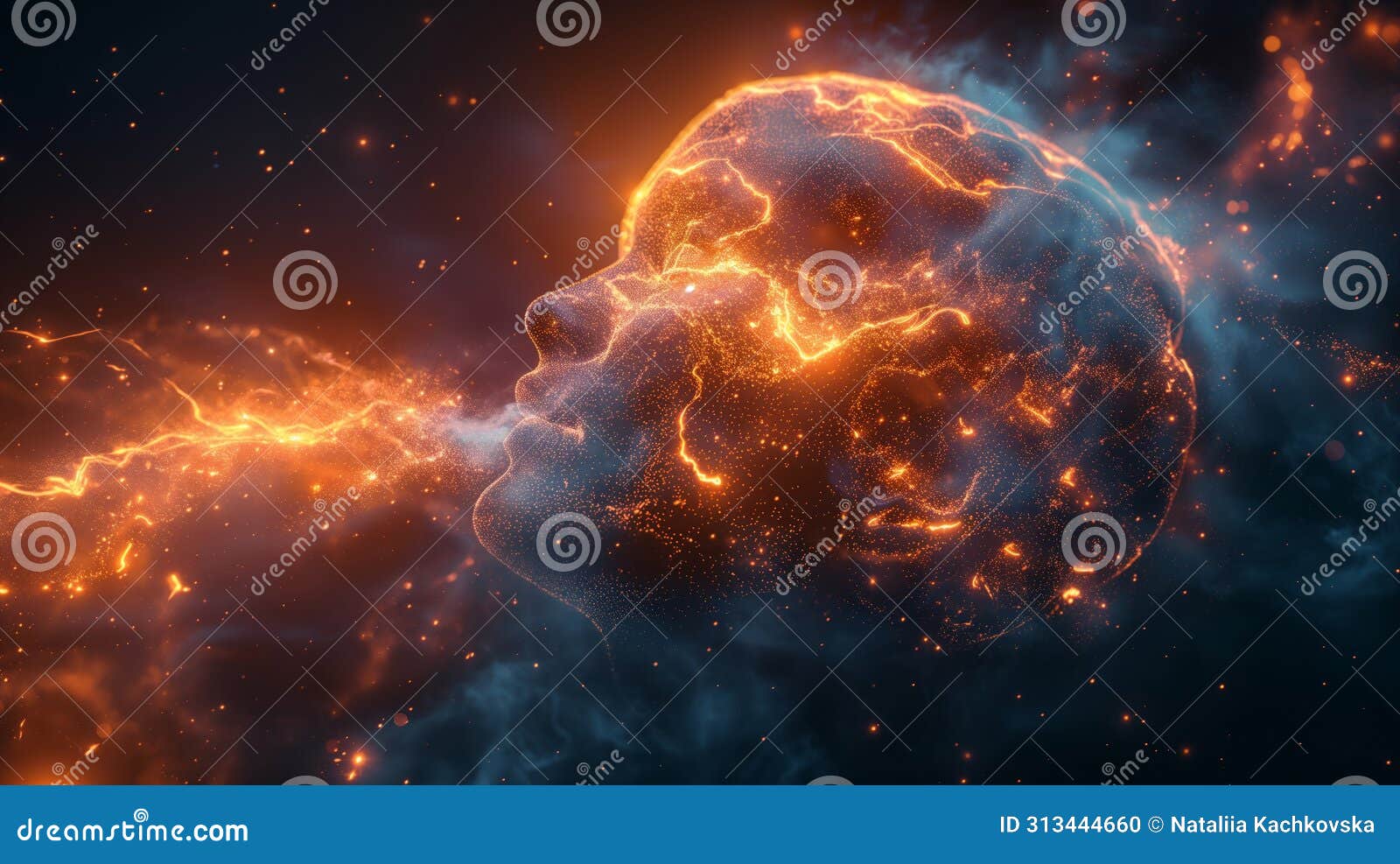 Glowing Electric Scheme in Brain Stock Illustration - Illustration of ...