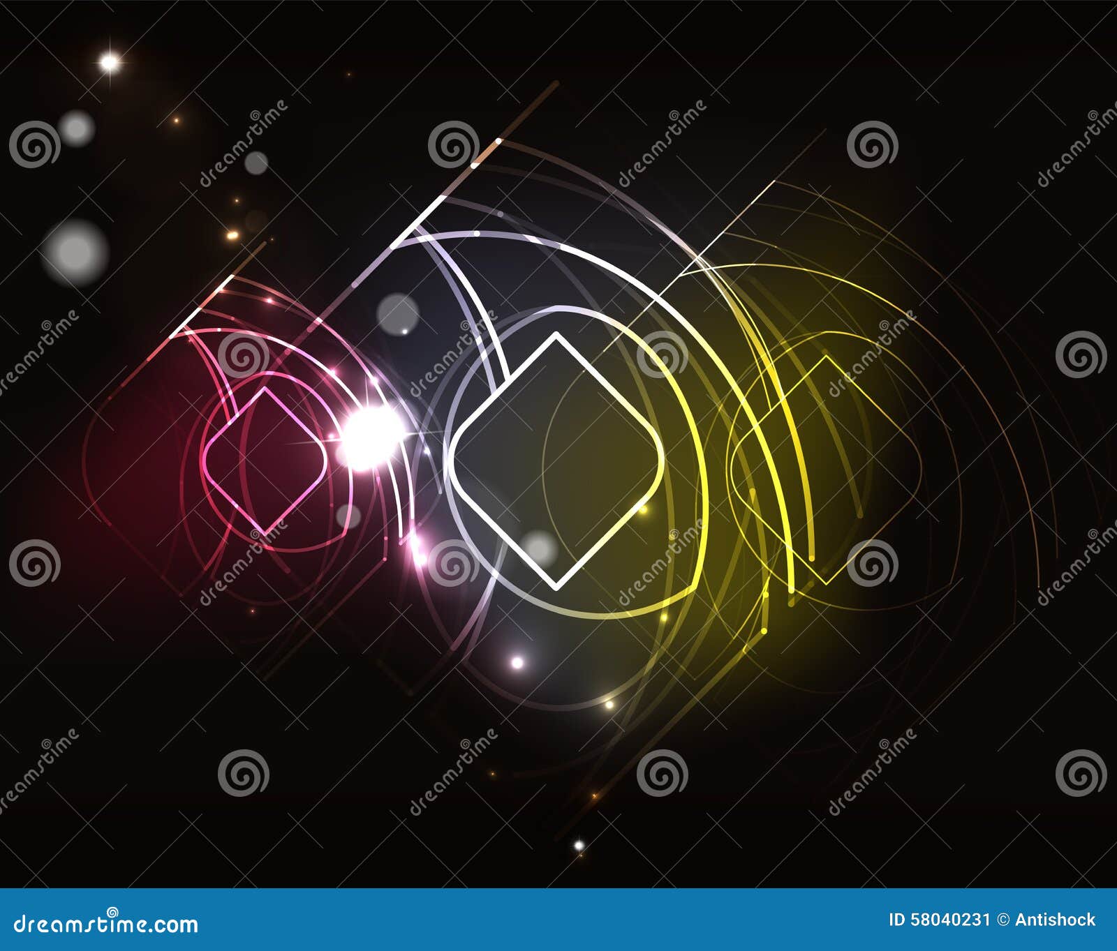 Glowing Elements in Dark Space Stock Vector - Illustration of light ...