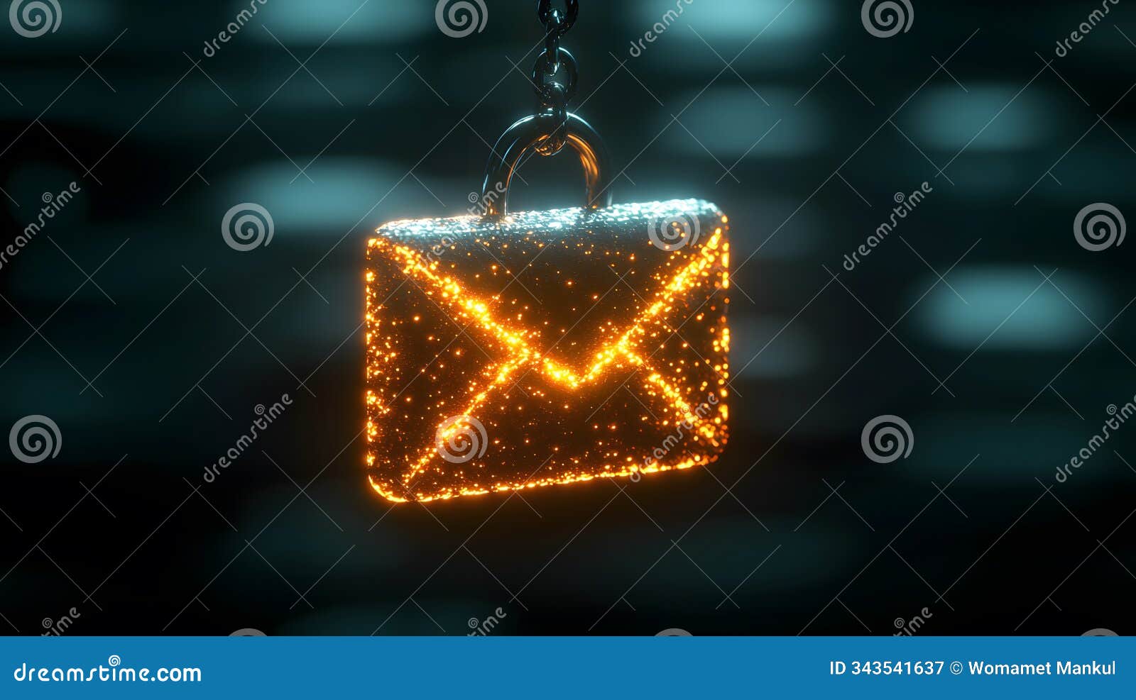 Glowing Email Symbol Representing Cyber Security Threats Stock ...
