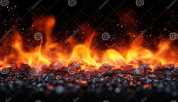 Glowing Ember Burning Bright in the Dark Night Generated by AI Stock ...