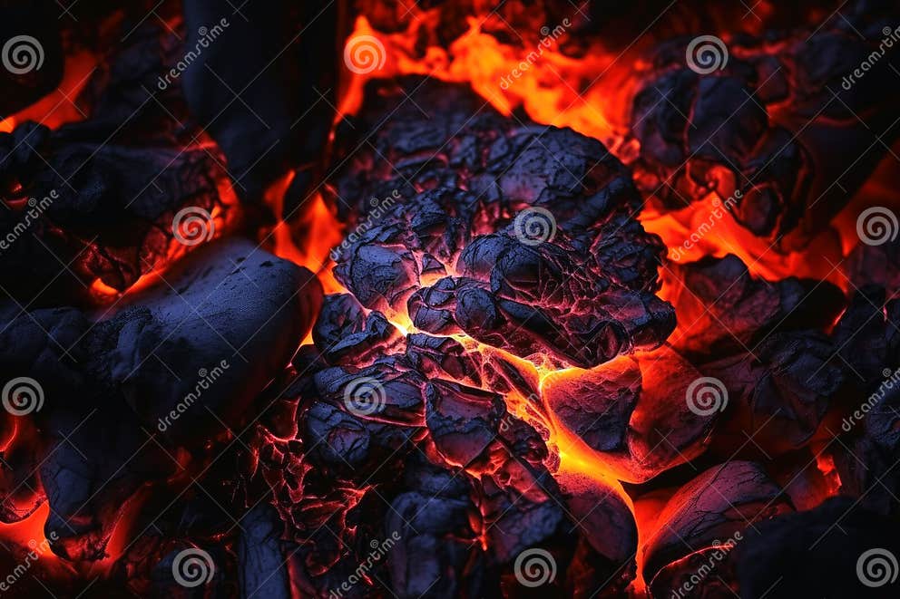Glowing Ember from Burning Coal Background Texture Created with ...