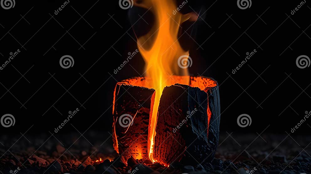 A Glowing Ember with Soft Firelight Fading into a Black Background ...