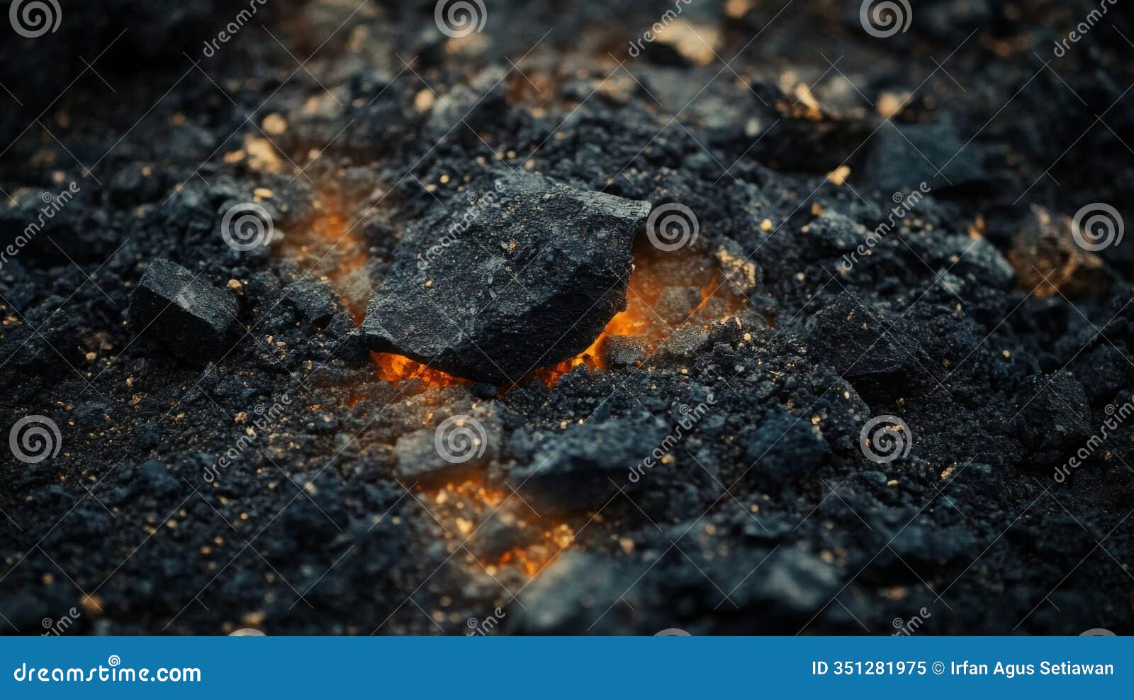 Glowing Embers and Dark Coal Rocks Ignite Stock Illustration - Illustration of closeup ...