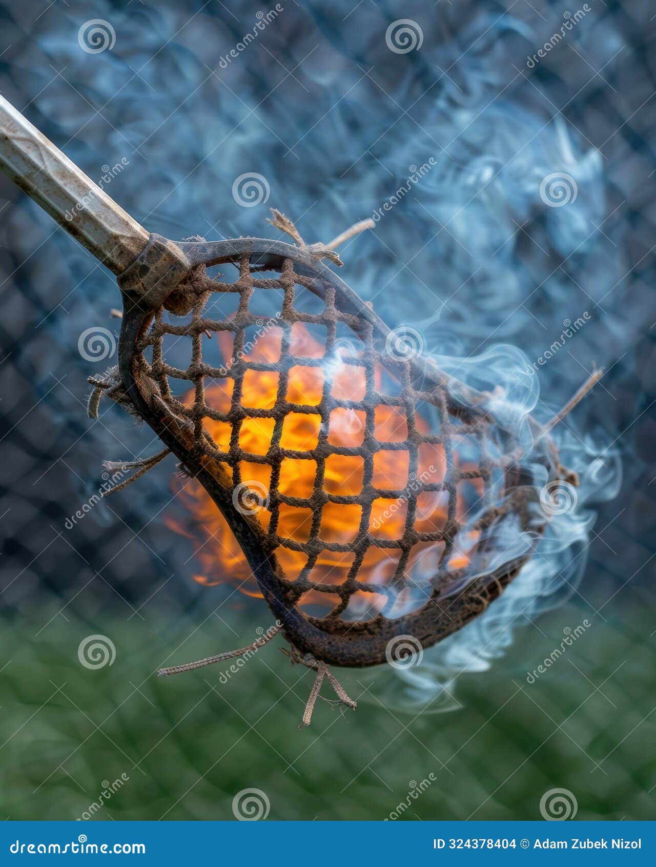 Glowing Embers in a Metal Mesh Container with Smoke Stock Illustration ...